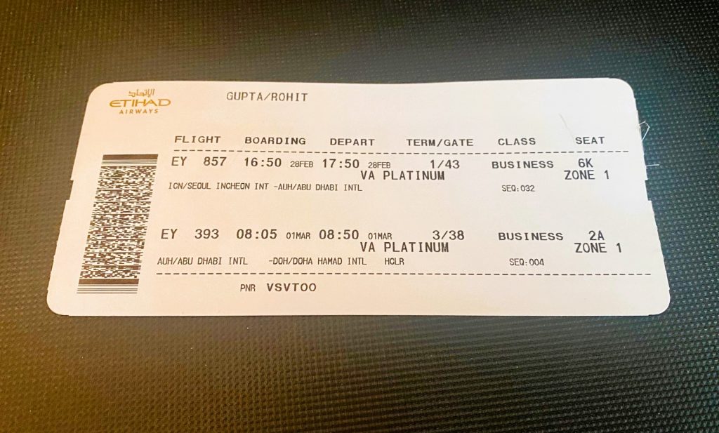 Review : Etihad B-787 Business Class, Seoul - Abu Dhabi - pointsHq